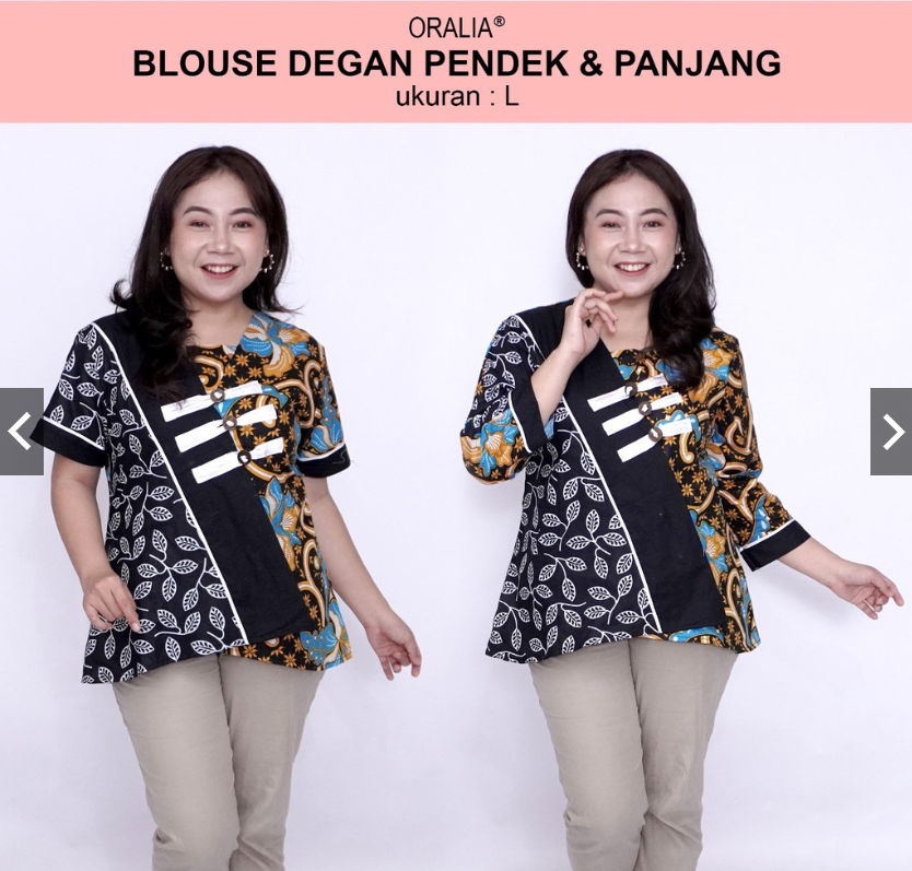 Atasan Batik Jumbo Wanita Kerja Blouse Big Size Batik Wanita Blus Jumbo