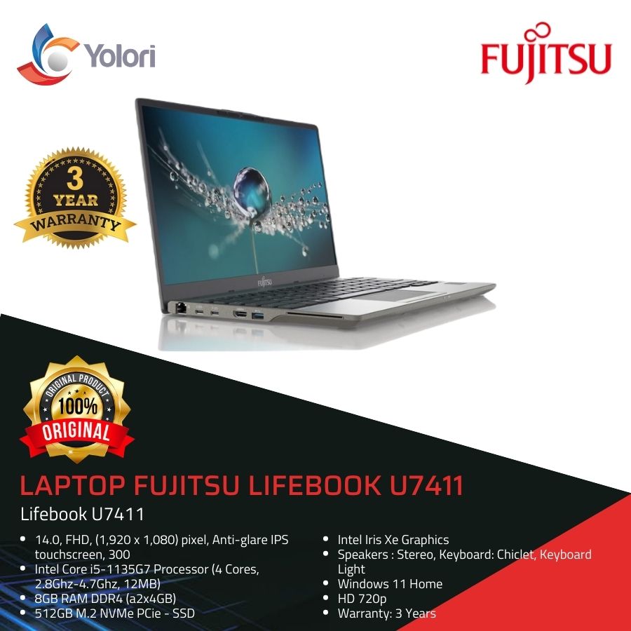 Fujitsu Lifebook U7411 [i5-1135G7, 8GB, 512GB, Intel Irish, Windows 11 ...