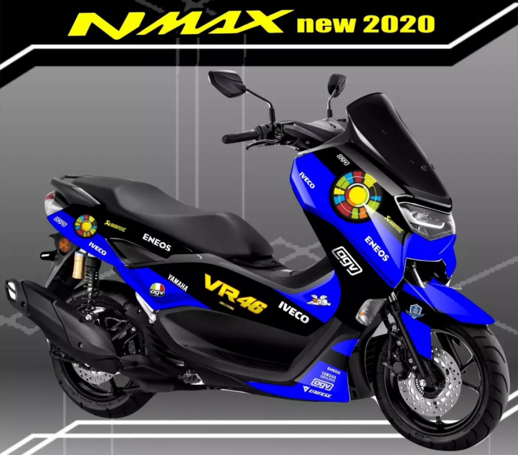 Decal sticker Nmax new full Body motif vr rossi biru premium | Lazada ...