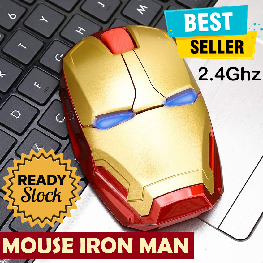 Mouse Wireless Optical Iron Man 2.4Ghz USB Mouse Unik Bentuk Karakter ...