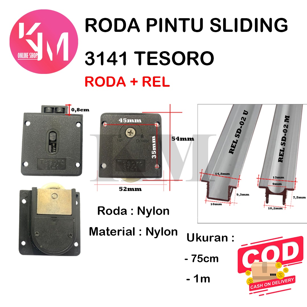 Roda Pintu Lemari Geser SD 3141 + Rel SD 02 U & M Pintu Lemari Geser ...