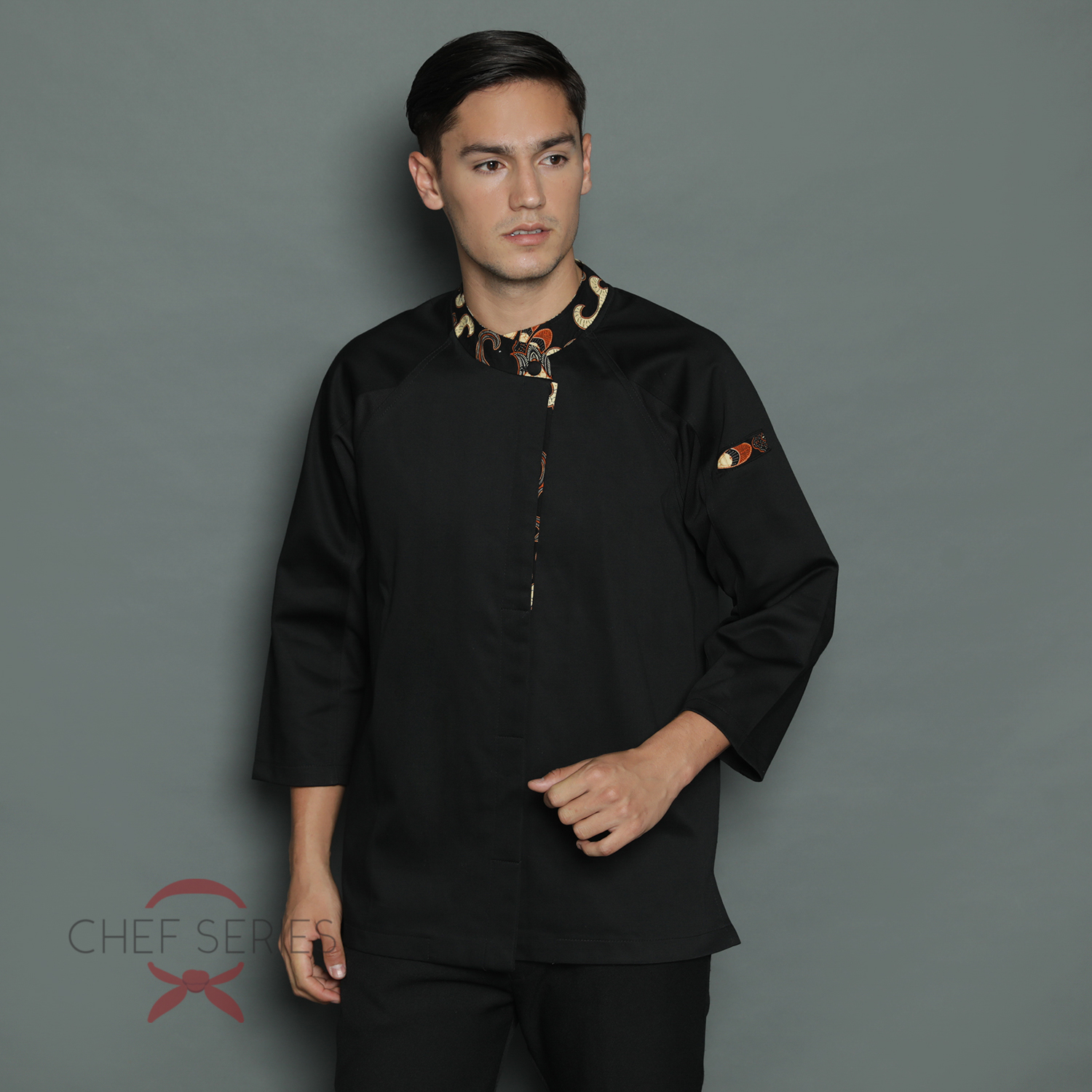 Chef Series Signature Batik Tangan Panjang Baju Koki - Hitam | Lazada ...