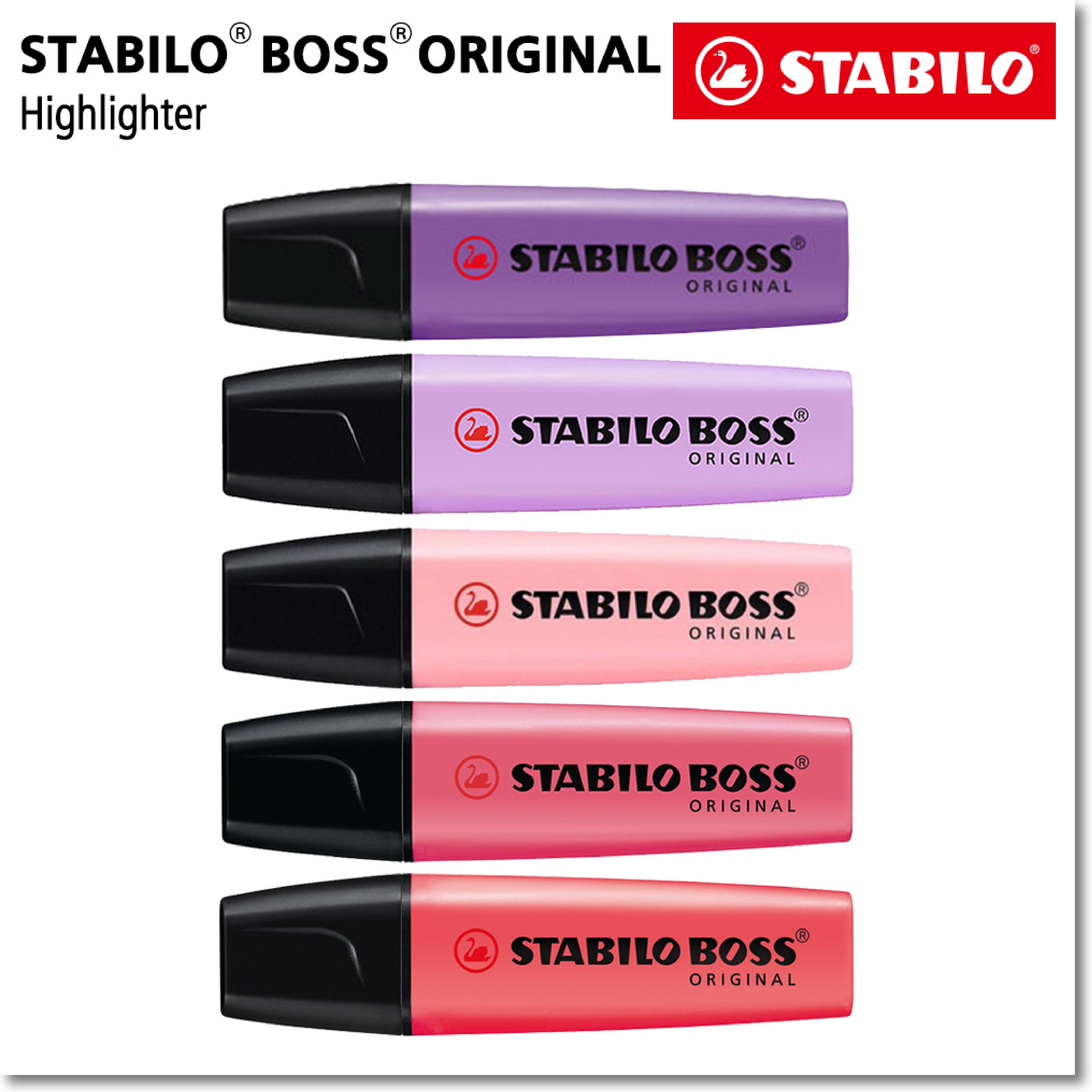 STABILO Set 5 - BOSS Original Pastel Highlighter Ungu Pink Merah Ori ...