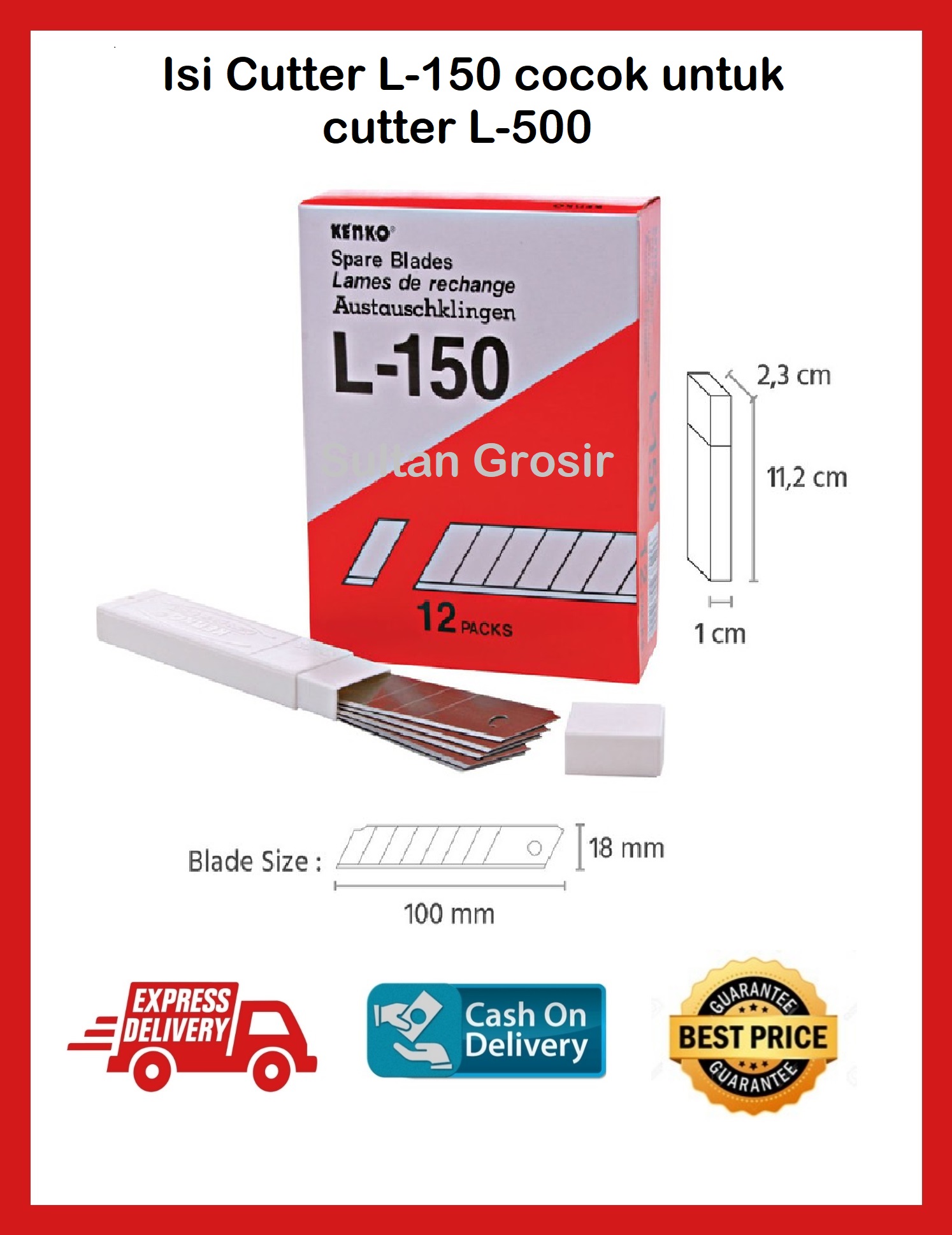 1 TUBE ISI CUTTER KENKO L 150 CUTTER BESAR ISI 5 PISAU / ISI CUTTER ...