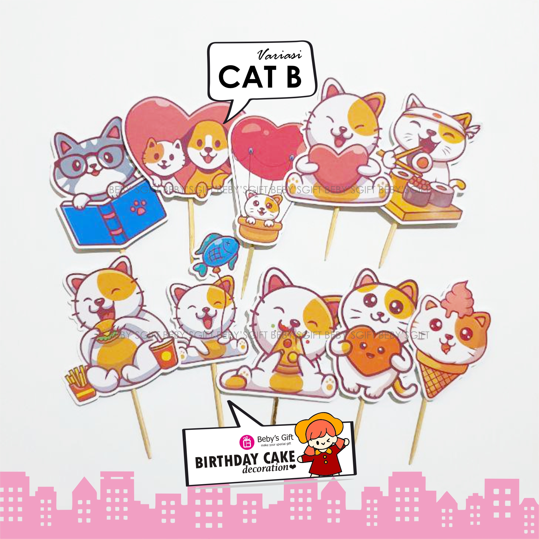 Topper Hiasan Kue Ultah Karakter Kucing Cat | Lazada Indonesia