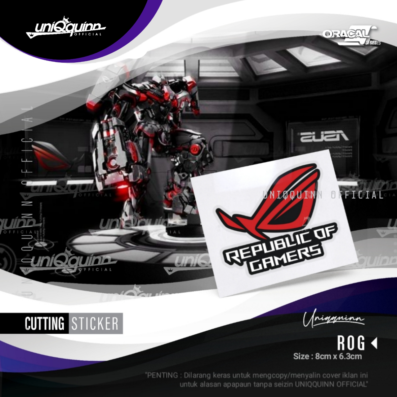 UQ Cutting Stiker Asus ROG || stiker rog | Skin Laptop | Stiker Pc ...