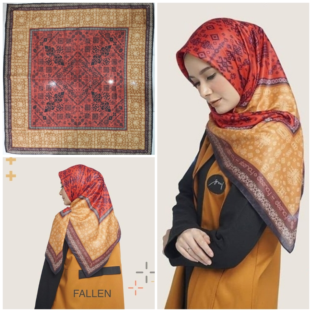 Hijab segi empat motif batik kuning | Lazada Indonesia