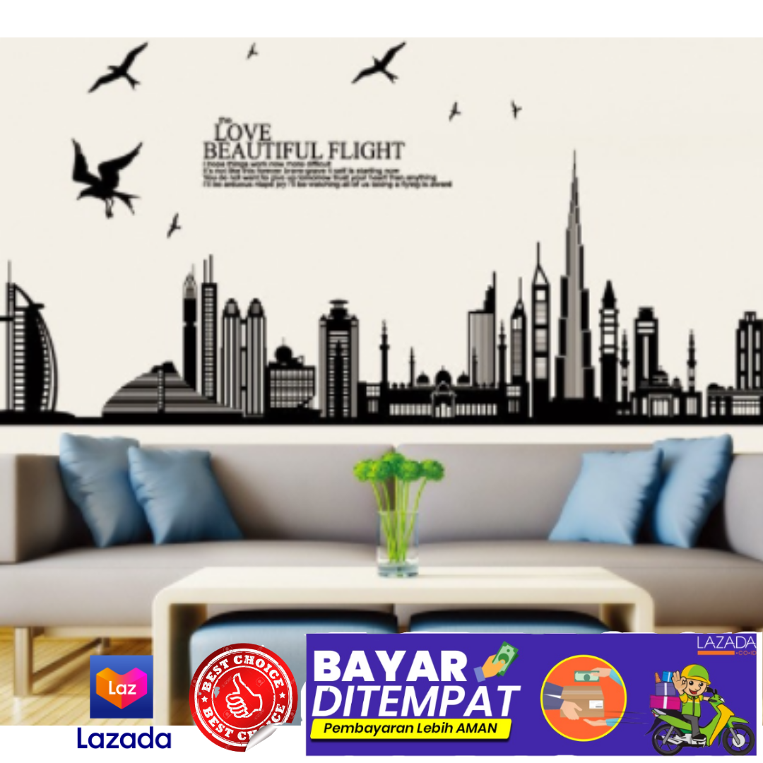 [CV Best Design] Terbaik sticker dinding pemandangan gedung kota ...
