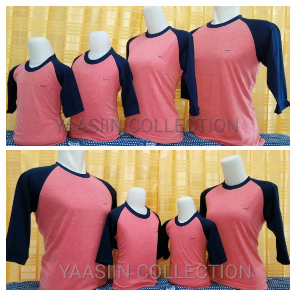 Kaos polos raglan couple family Merah Bata - HARGA SATUAN | Lazada ...