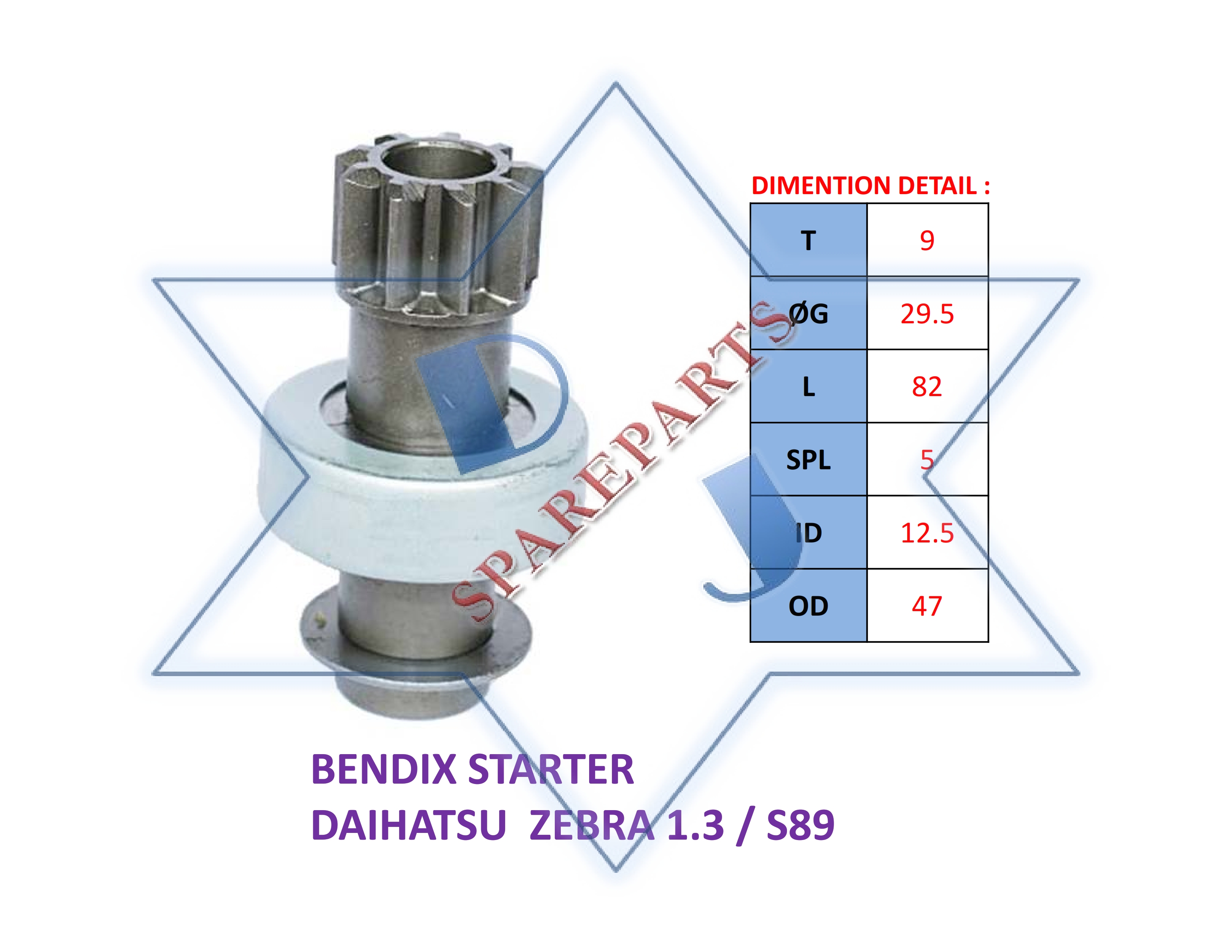 BENDIX STARTER DAIHATSU ZEBRA 1.3 S89 | Lazada Indonesia