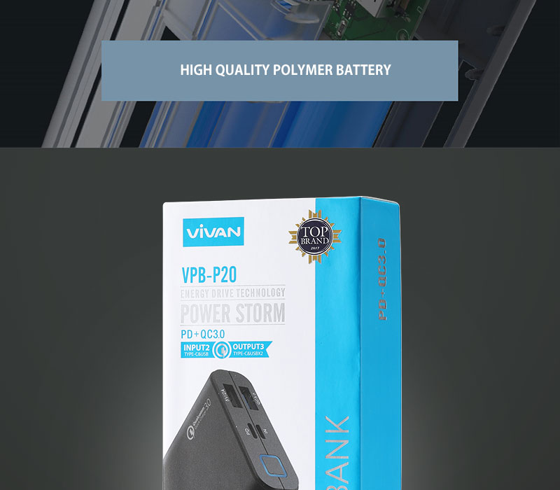 Jual VIVAN VPB-P20 Power Bank [20000mah/ PD+QC3.0/ Fast Charge 2 Output ...