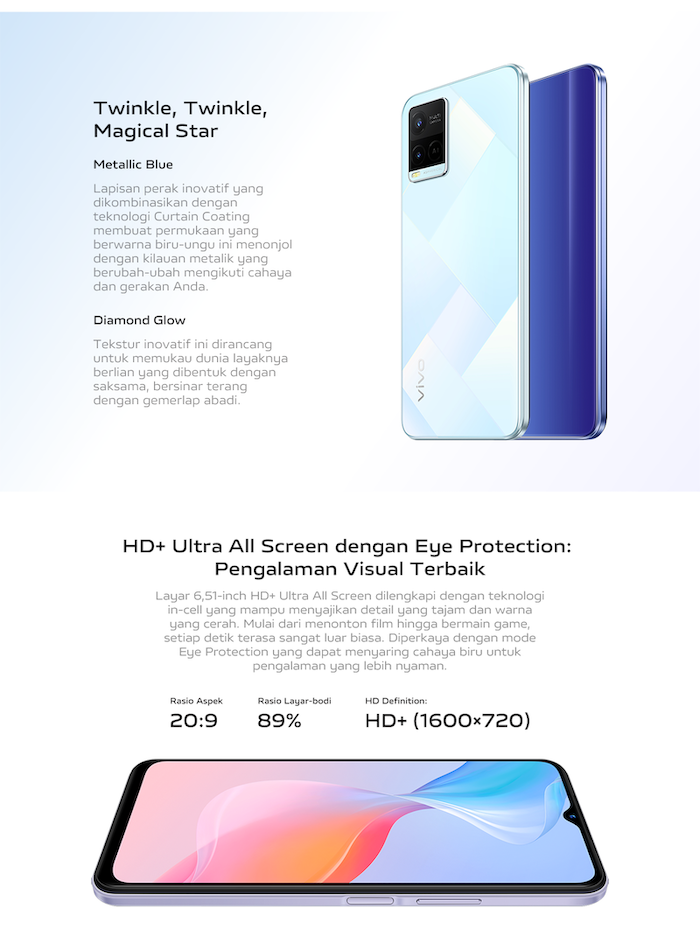 Jual Vivo Y21 - [ram 4gb+1gb Extended, Rom 64gb, 5000mah Battery+18w ...